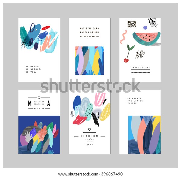Collection Creative Cards Posters Floral Elements Stock Vector (Royalty ...