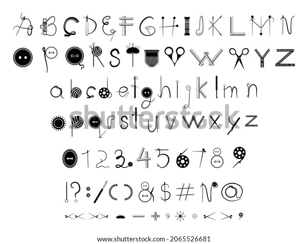 Collection Creative Letters Numbers Form Sewing Stock Vector (Royalty ...