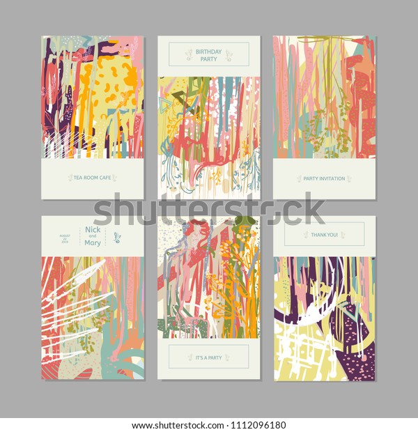 Collection Creative Universal Artistic Cards Creative Stock Vector ...
