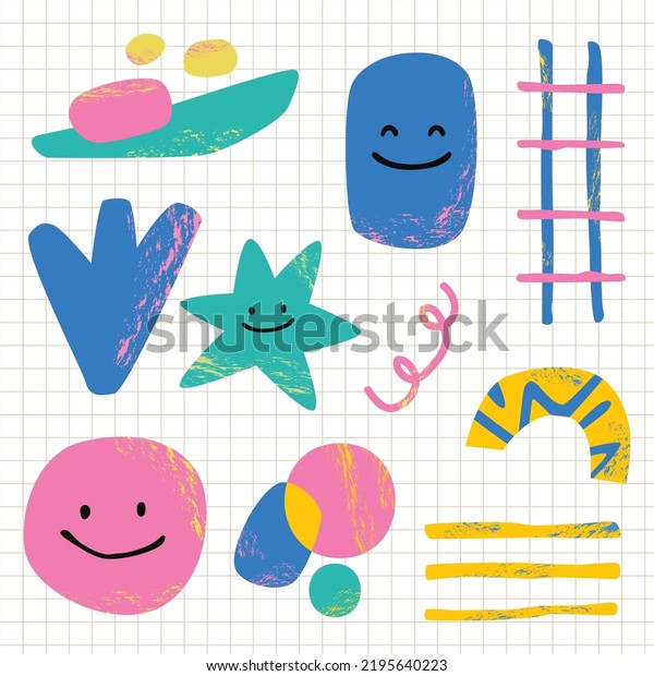 Collection Cute Abstract Shape Doodle Bright Stock Vector (Royalty Free ...