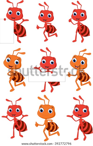 Collection Cute Ant Cartoon Stock Vector (Royalty Free) 392772796 ...