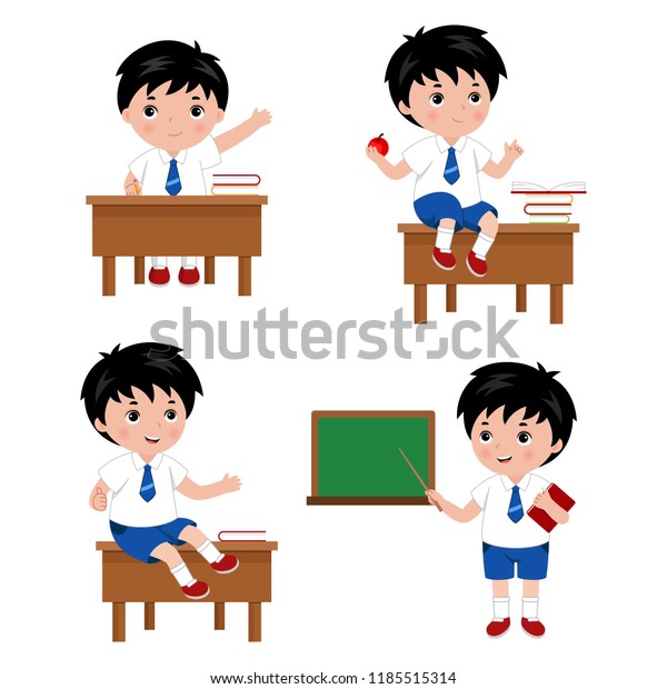 Collection Cute Boys School Uniform Vector Stock Vector (Royalty Free ...