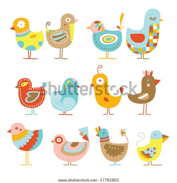 Collection Cute Colorful Chickens Stock Vector (Royalty Free) 57782803 ...