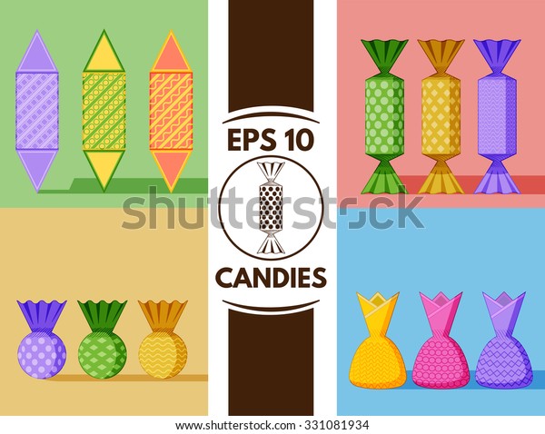 Collection Cute Flat Candies Images Stock Vector (Royalty Free ...