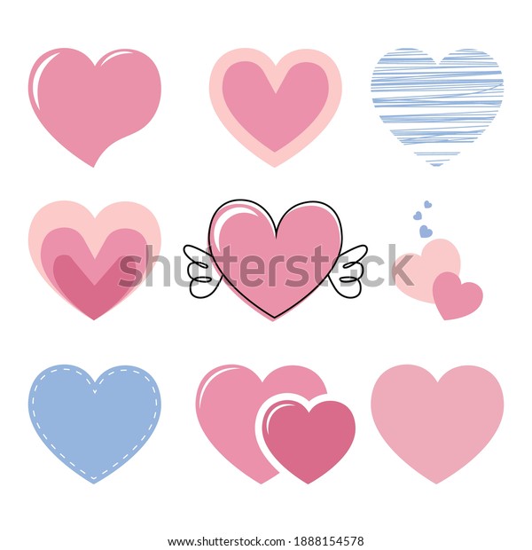 Collection Cute Hearts Vector Illustration Stock Vector (Royalty Free ...