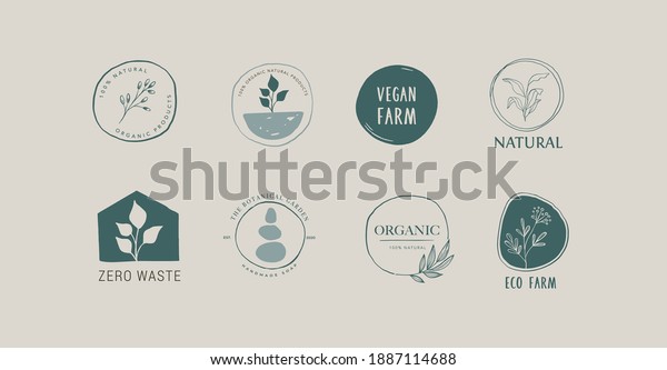 Collection Delicate Hand Drawn Logos Icons Stock Vector (Royalty Free ...