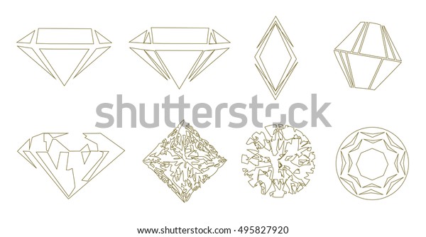 Collection Diamonds Illustration Isolated On White Stock Vector ...
