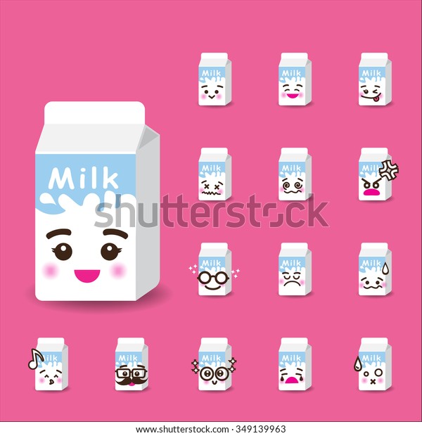 Collection Difference Emoticon Icon Milk Box 스톡 벡터(로열티 프리) 349139963 ...
