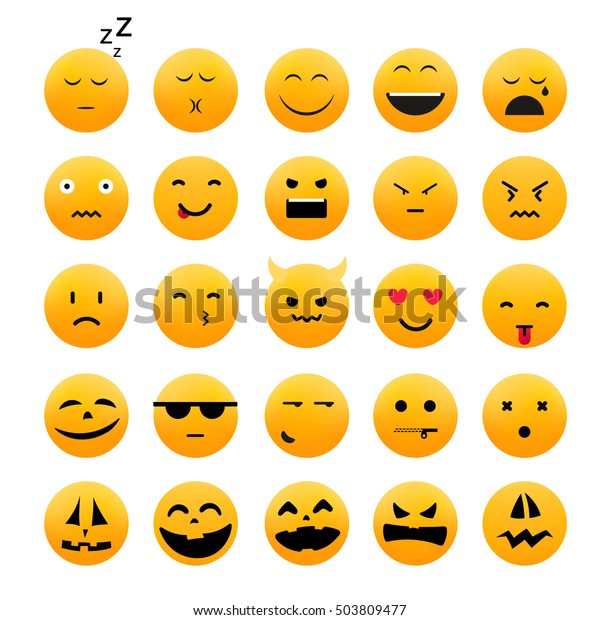 Collection of different emoji icones vector set. Vector characters ...