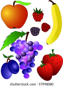 Collection Different Fruits Stock Vector (Royalty Free) 57998080 ...
