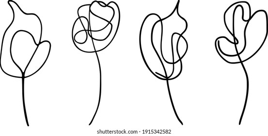 Collection Different Line Art Vector Illustrations Stock Vector ...
