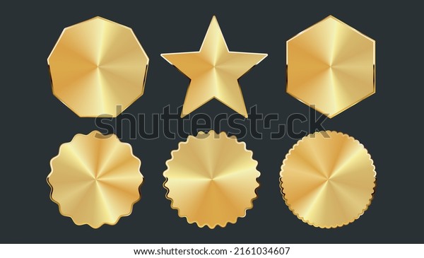 Collection Different Shapes Golden Badges Stickers Stock Vector ...