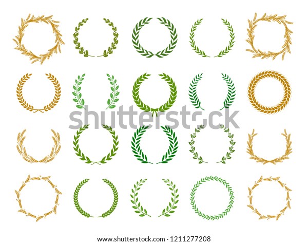 Collection Different Silhouette Circular Laurel Foliate Stock Vector ...