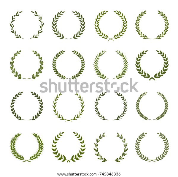 Collection Different Silhouette Circular Laurel Foliate Stock Vector ...