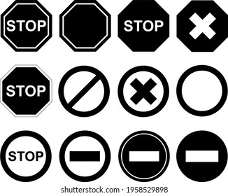 Collection Different Stop Signs Isolated On Stock Vector (Royalty Free ...