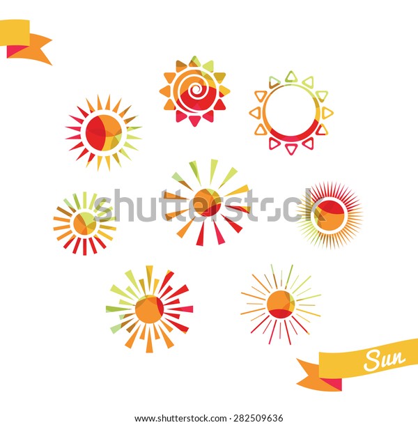 Collection Different Suns Stock Vector (Royalty Free) 282509636 ...