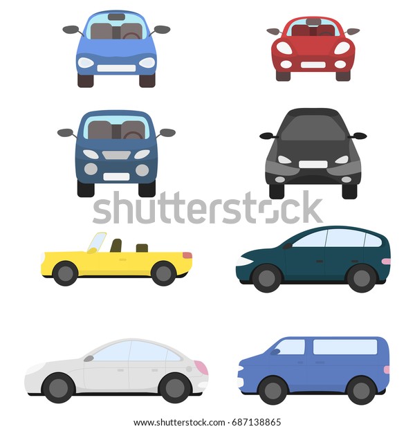 Collection Different Vector Flat Cars On Stock Vector (Royalty Free ...