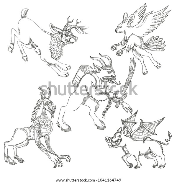 Collection Doodle Art Illustrations That Includes Stock Vector (Royalty ...