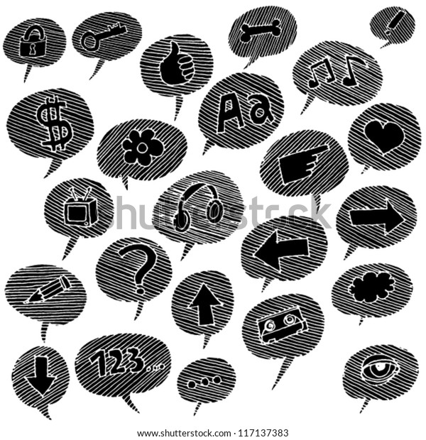 Collection Doodled Comic Signs Black Stock Vector (Royalty Free ...
