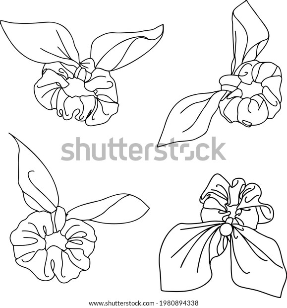 Collection Doodled Outline Vector Scrunchie Cad Stock Vector (Royalty ...
