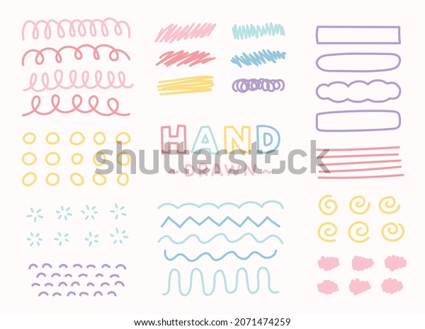 Collection Drawing Various Lines Shapes Colored Stock Vector (Royalty ...