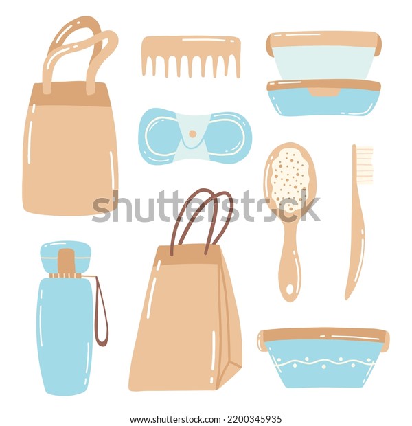 Collection Durable Reusable Items Zero Waste Stock Vector (Royalty Free ... Collection Durable Reusable Items Zero Waste Stock Vector (Royalty Free ...