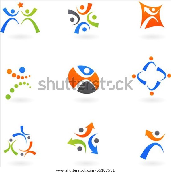 Collection Dynamic Human Icons 스톡 벡터(로열티 프리) 56107531