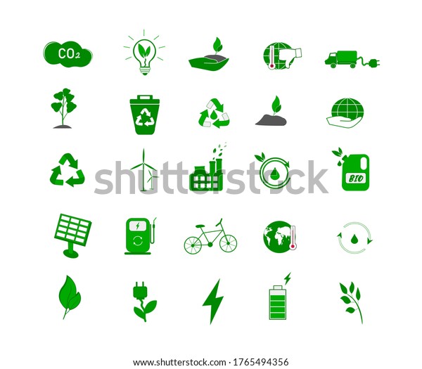 Collection Eco Icons Environmentally Friendly Waste Stock Vector ...