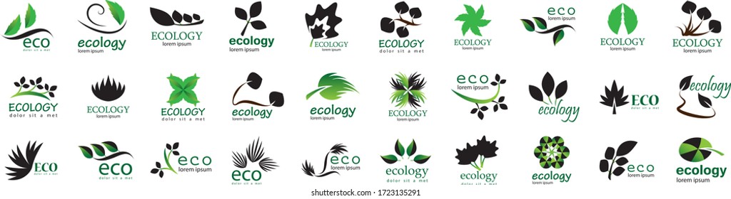 Collection Eco Organic Logo Set Isolated Stock Vector (Royalty Free ...