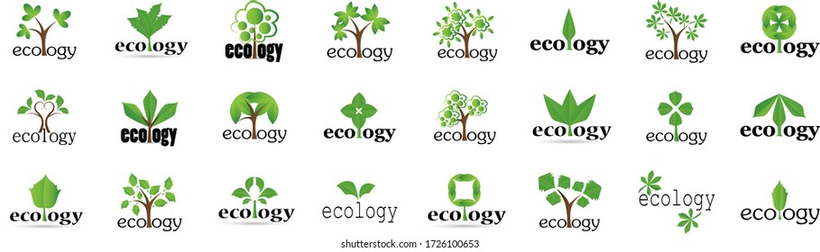 Collection Eco Organic Logo Set Isolated Stock Vector (Royalty Free ...