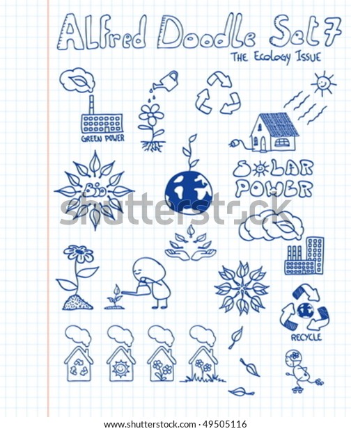 Collection Ecology Doodles Stock Vector (Royalty Free) 49505116