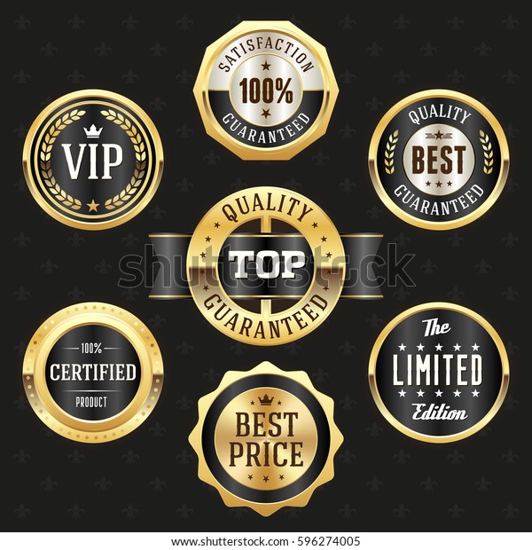 Collection Elegant Black Gold Design Elements Stock Vector (Royalty ...
