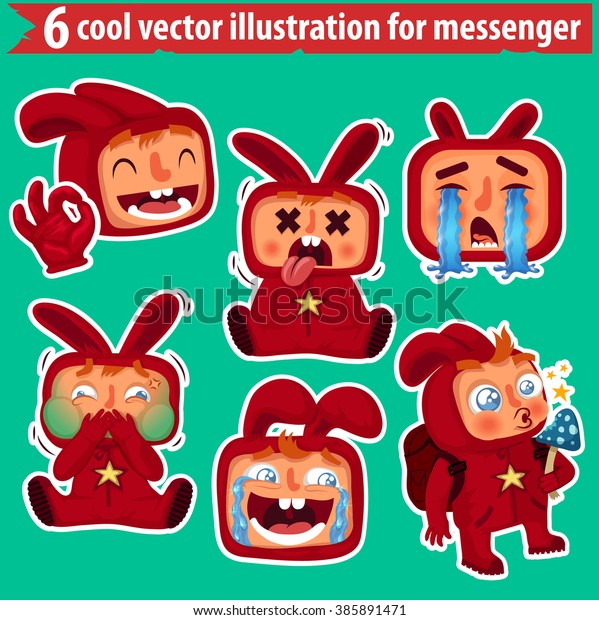 Collection Emotions Messenger Vector Stickers Stock Vector (Royalty ...