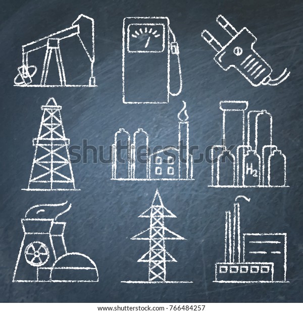 Collection Energy Electricity Hand Drawn Style Stock Vector (Royalty ...