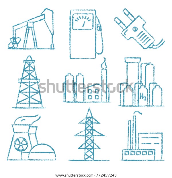 Collection Energy Electricity Hand Drawn Style 库存矢量图（免版税）772459243 ...