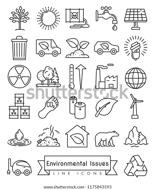 Collection Environment Climate Related Vector Icons Stock Vector ...