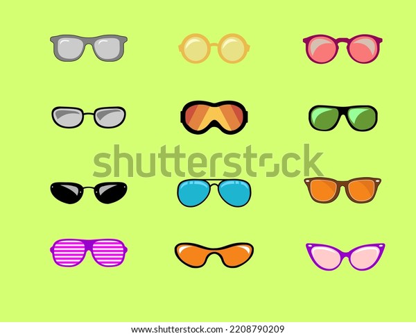 Collection Eyeglasses Collection Assorted Models Colorful Stock Vector ...