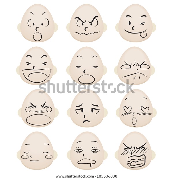 Collection Facial Expressions Vector Stock-vektor (royaltyfri) 185536838