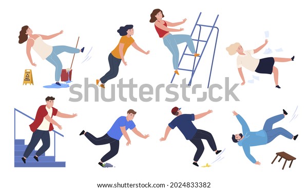 Collection Falling People Vector Cartoon Illustration Stock Vector ...