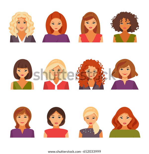 Collection of female avatars with different types of appearance ...
