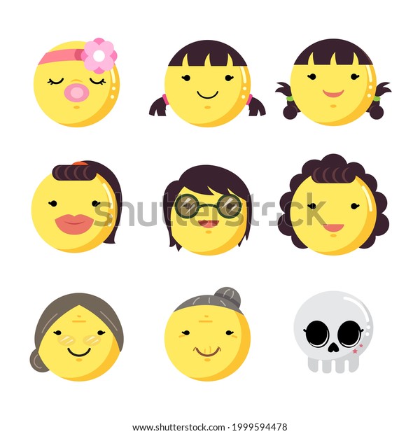 Collection Female Face Each Age Emoji Stock Vector (Royalty Free ...