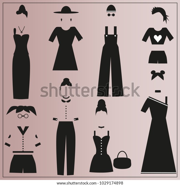 Collection Female Outfits Vectors Stock Vector (Royalty Free ...