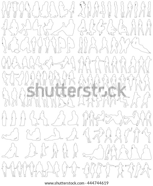 Collection Female Outlines On White Background Stock Vector (Royalty ...