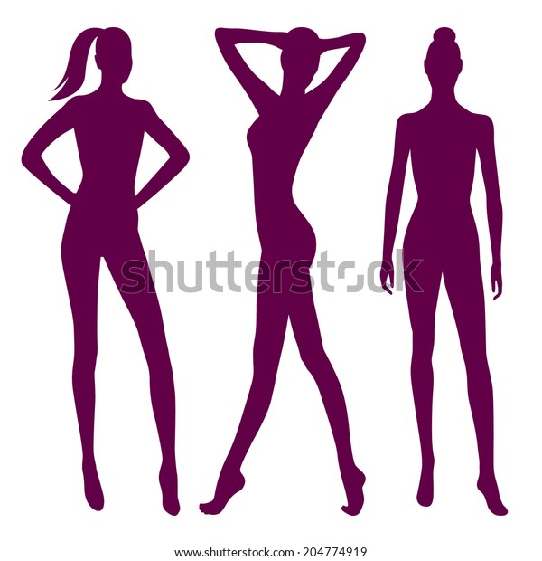 Collection Female Silhouettes Front View Vector Stock Vector (Royalty ...