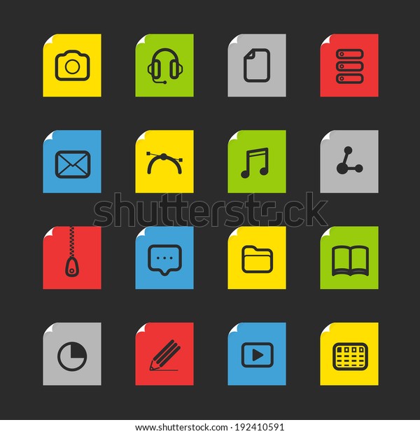 Collection File Association Icons Flat Design Stock Vector (Royalty ...