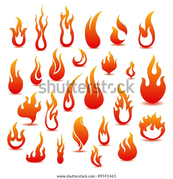 Collection Fire Icons Stock Vector (Royalty Free) 89591461 | Shutterstock