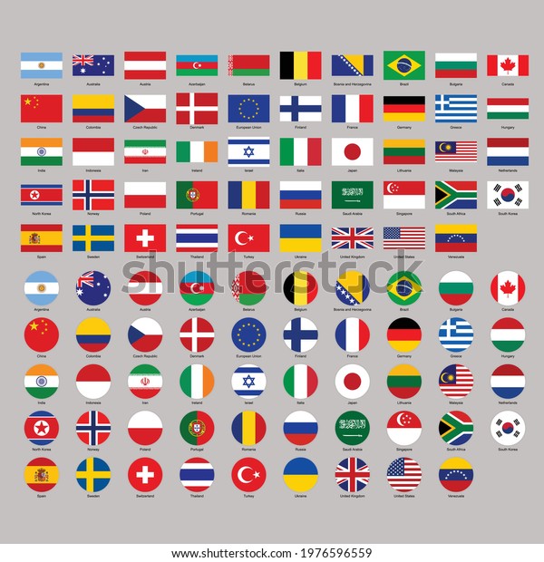 Collection Flags Most Popular World Flags Stock Vector (Royalty Free ...