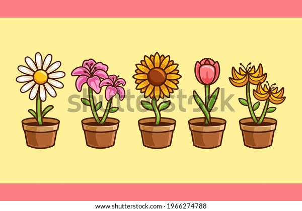 Collection Flower Pot Cartoon Stock Vector (Royalty Free) 1966274788 ...
