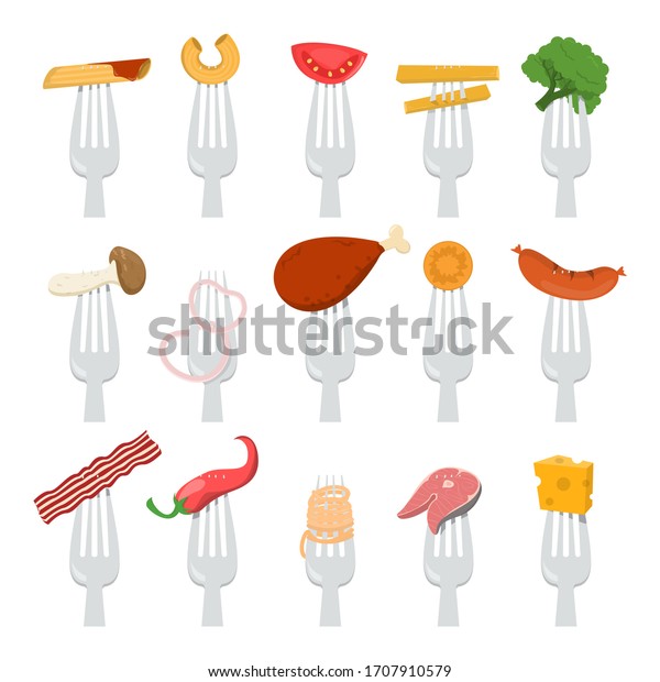 Recolección de alimentos en tenedores vectoriales: vector de stock ...