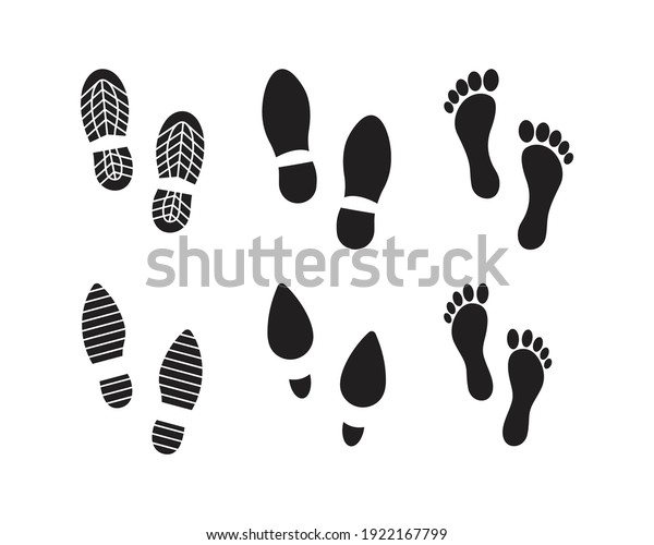 Collection Footprints Shoes Human Walking Shoe Stock Vector (Royalty ...